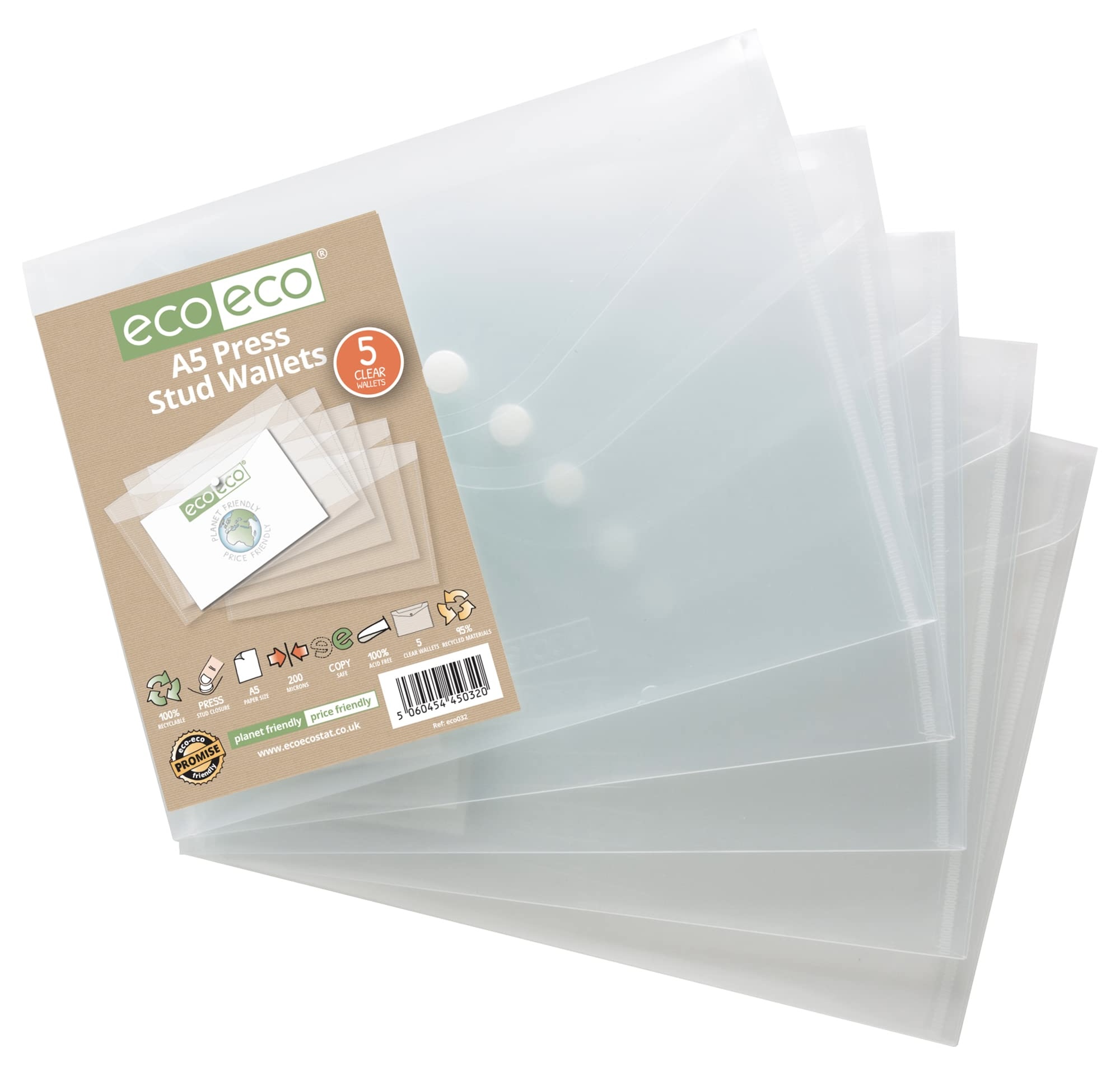 Eco Eco Clear Popper Wallets - Stationery World